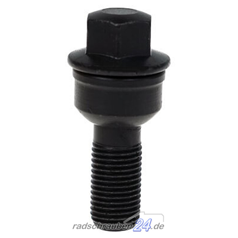 Radschraube M14 x 1,5 x 30mm Kugelbund R14 zweiteilig SW17 schwarz