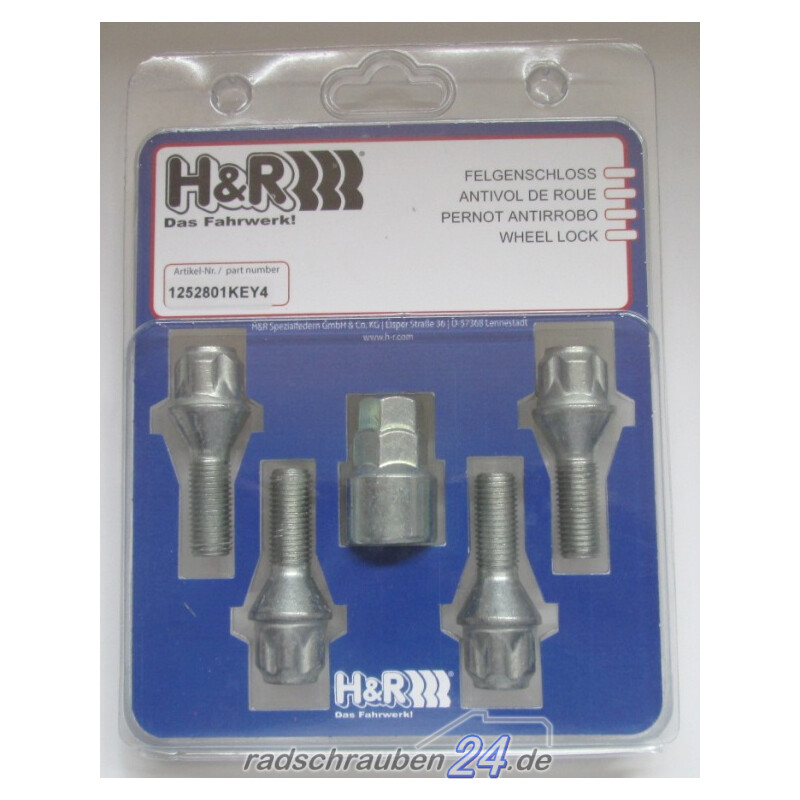 H&R Felgenschloss M14 x 1,5 x 28mm Kegelbund 60° SW17/19 - radschraub